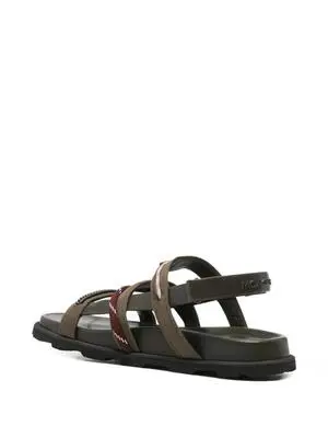 Moncler Multi-strap Leather Sandals With Hardware Detail - Green
