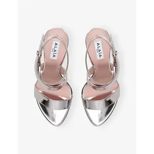 Alaïa Crossover Leather Heeled Sandals