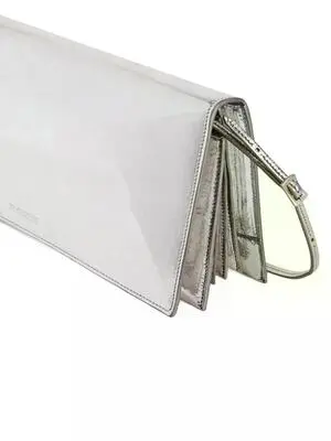 JIL SANDER Medium File Laminated Leather Shoulder Bag - Silver