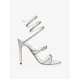 Rene Caovilla Cleo Twist 105 Crystal-embellished Heeled Sandals - White