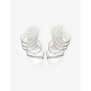 Rene Caovilla Cleo Twist 105 Crystal-embellished Heeled Sandals - White