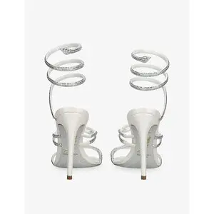 Rene Caovilla Cleo Twist 105 Crystal-embellished Heeled Sandals - White