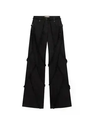 Blumarine Frayed Wide Leg Jeans - Black