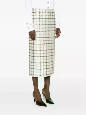 Brandon Maxwell Plaid Midi Skirt