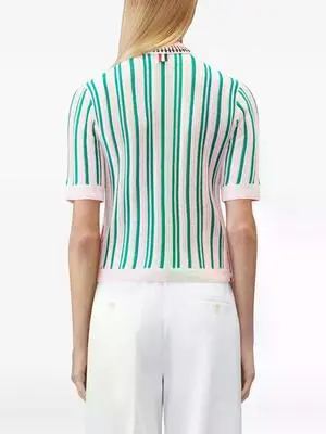 Thom Browne Crochet Stripe Polo Top
