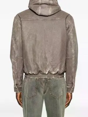 Aries Distressed Hooded Bomber Jacket