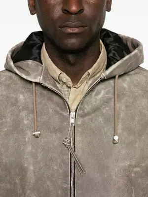 Aries Distressed Hooded Bomber Jacket