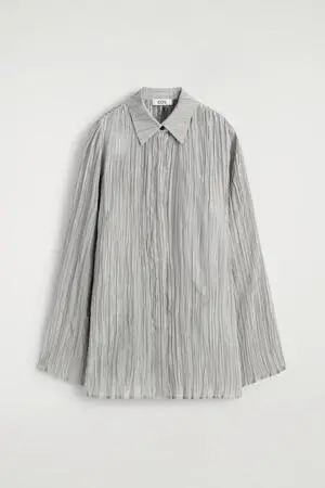 Cos Rounded Textured-silk Shirt - Gray