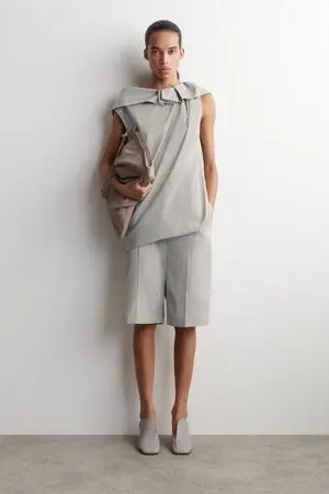 Cos Oversized Draped Top With Ruffle Neckline