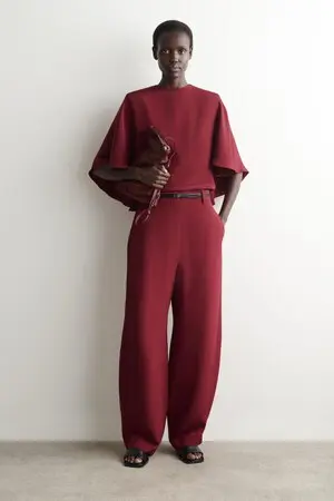 Cos Draped Silk Top With Cape Sleeves