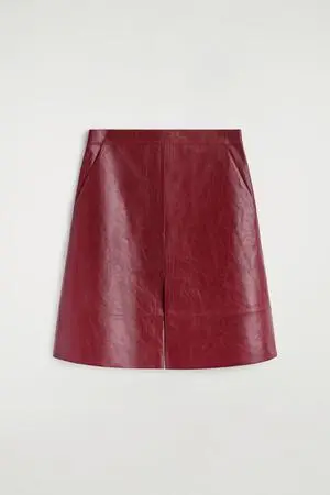 Cos Pleated Textured Leather Midi Skirt