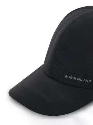 Boggi Milano Baseball Cap With Perforated Logo - Black