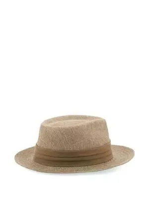 Boggi Milano Textured Brim Panama Hat - Neutrals