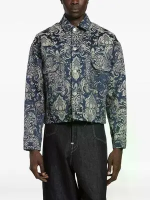 Junya Watanabe Brocade Cropped Jacket - Blue