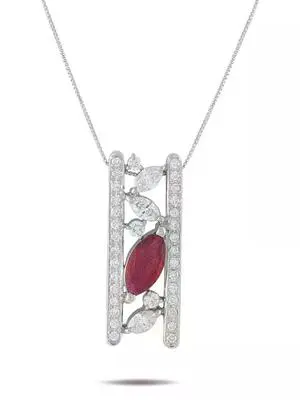 LB EXCLUSIVE Diamond And Ruby Platinum Pendant Necklace - Silver