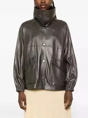 Nour Hammour Flap-pocket Leather Jacket