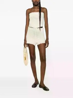 Posse Dylan Crocheted Mini Shorts - Neutrals
