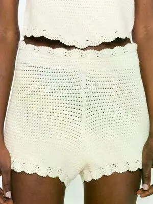 Posse Dylan Crocheted Mini Shorts - Neutrals