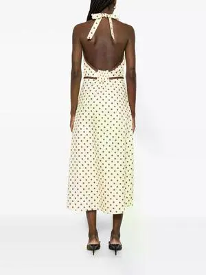 Posse Bowie Polka-dot V-neck Midi Dress - Neutrals