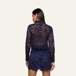 L'Agence Roelle Lace Blouse Top - Midnight