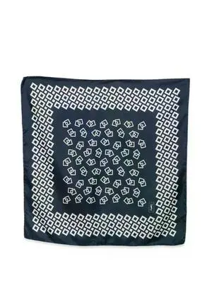 Saint Laurent 1990s Print Silk Scarf - Blue