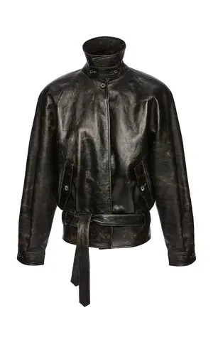 Magda Butrym Belted Leather Jacket - Black