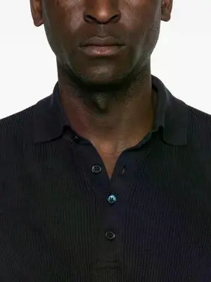 Brunello Cucinelli Ribbed Polo Shirt - Blue