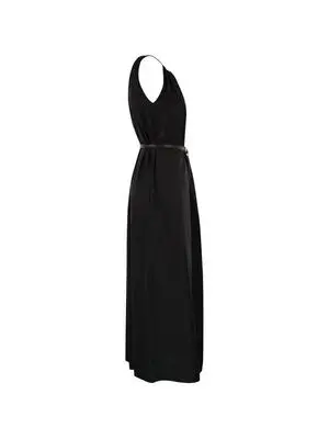 Max Mara Halterneck Belted Maxi Dress - Black