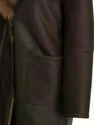 B&W Fur-collar Button Coat