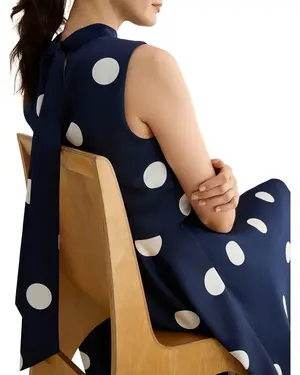 HOBBS LONDON Sleeveless Polka Dot Midi Dress