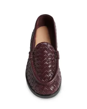 Bottega Veneta Silenzio Woven Leather Loafers - Brown