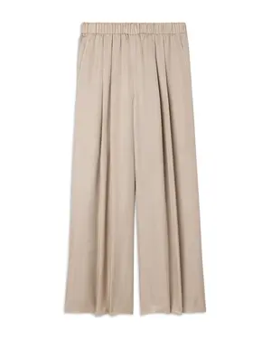 Eileen Fisher High Waisted Pleated Wide Leg Pants - Wheat
