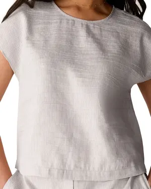 Eileen Fisher Round Neck Square Top - Wheat