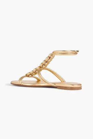 GIANVITO ROSSI Capua Braided Metallic Leather Sandals - Gold