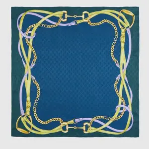 Gucci Printed Gg Silk Jacquard Carr - Blue