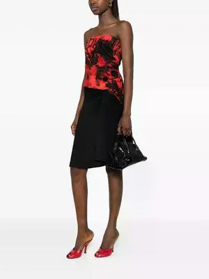 Alexander McQueen Strapless Floral Top - Red