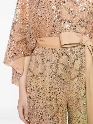 Elie Saab Sequin Belted Jumpsuit