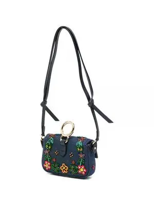 Fendi Mini Nano Baguette Bag With Embroidered Flowers