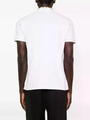 Versace Baroque-pattern-collar Polo Shirt - White