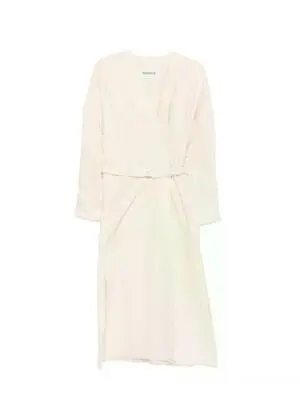 NACKIYE Kyoto Frayed Wrap Dress - Neutrals