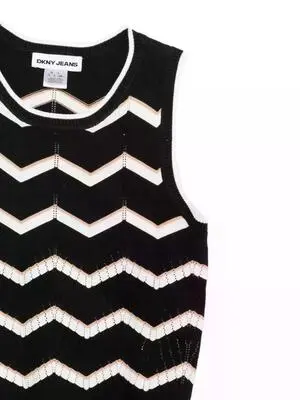 Dkny Patterned Knit Top - Black
