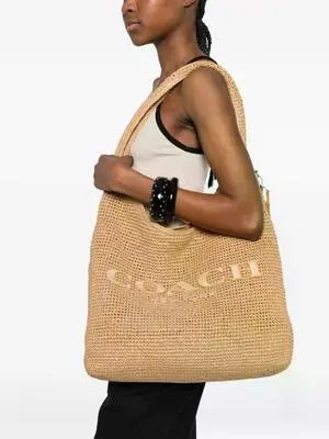 COACH Brooklyn Embossed-logo Shoulder Bag - Neutrals