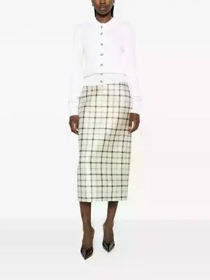 Brandon Maxwell Plaid Midi Skirt