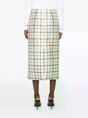 Brandon Maxwell Plaid Midi Skirt