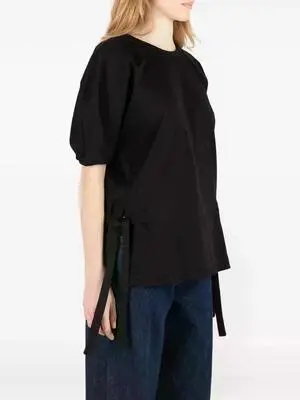 SOCIETE ANONYME Tie-detail Puff-sleeve Top - Black