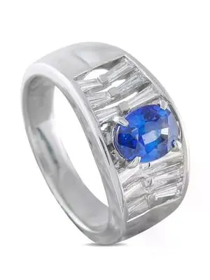 LB EXCLUSIVE Platinum, Diamond, And Sapphire Ring - Silver
