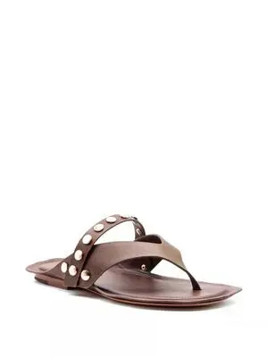 Elena Iachi Studded Leather Sandals - Brown