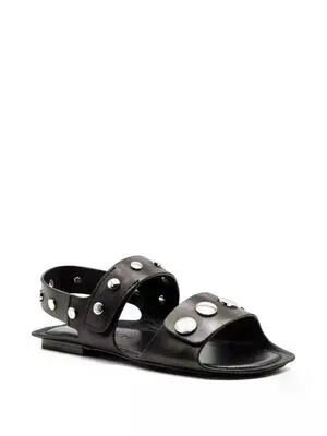 Elena Iachi Studded Leather Sandals - Black