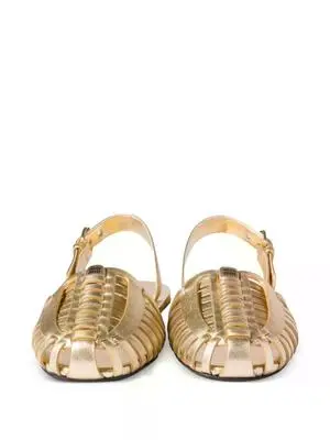 Miu Miu Laminated Nappa-leather Fisherman Sandals - Gold