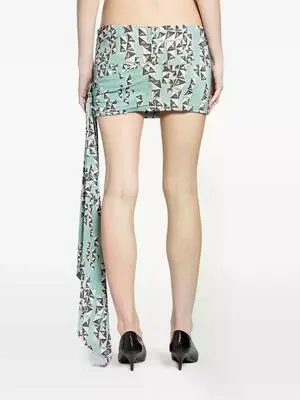 KNWLS Printed Mini Skirt With Bow Detail - Green